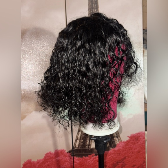 GlamourTress | Hair | Short Curly Human Hair Lace Front Wig Black Comes ...